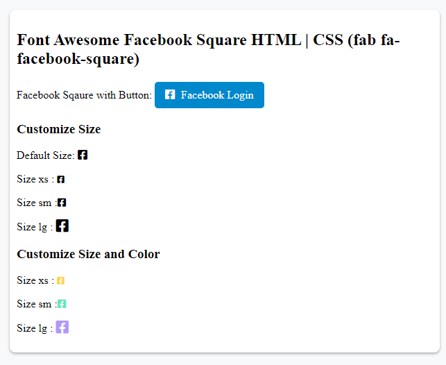Font Aweosme Facebook Square : Fab Fa Facebook Square, Fa Brands Fa Facebook Square