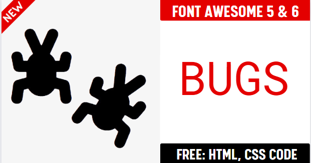 Font Awesome Bugs : Fa Solid Fa Bugs - Version 6 HTML CSS Code