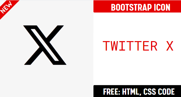 Bootstrap Twitter X Icon (Bi Bi Twitter X ) - HTML CSS Code
