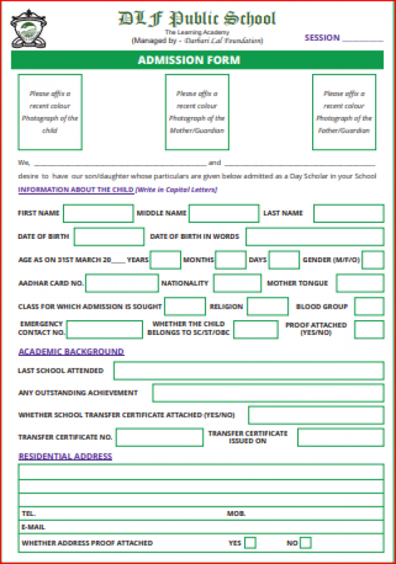 Admission Details DLF Public School, Ghaziabad (UP) for year 2025-2026