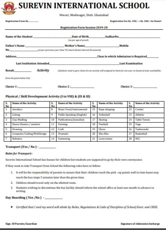 Admission Details Surevin International School, Ghaziabad (UP) for year ...