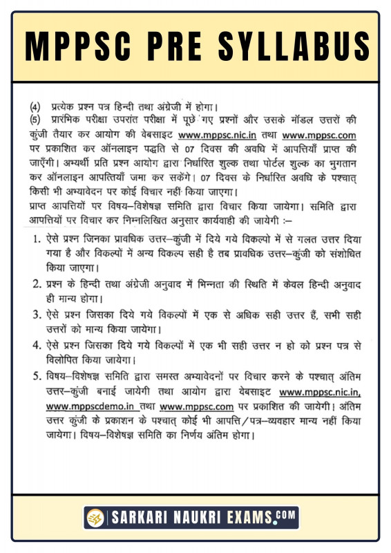 MPPSC Syllabus 2024 In Hindi PDF Download Pre Mains Exam Pattern