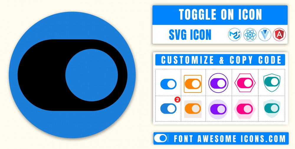 Toggle On Icon SVG Code Download Path HTML