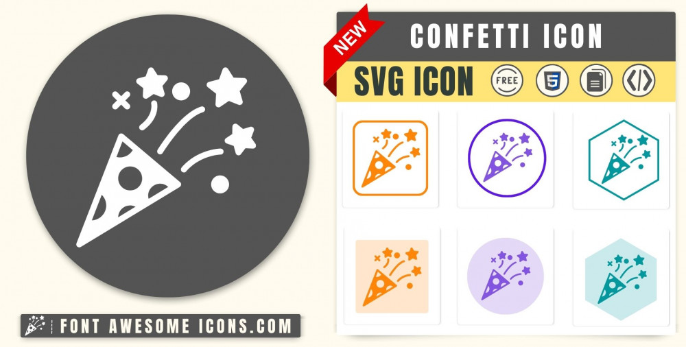 Confetti Icon SVG Code — Download Path / HTML