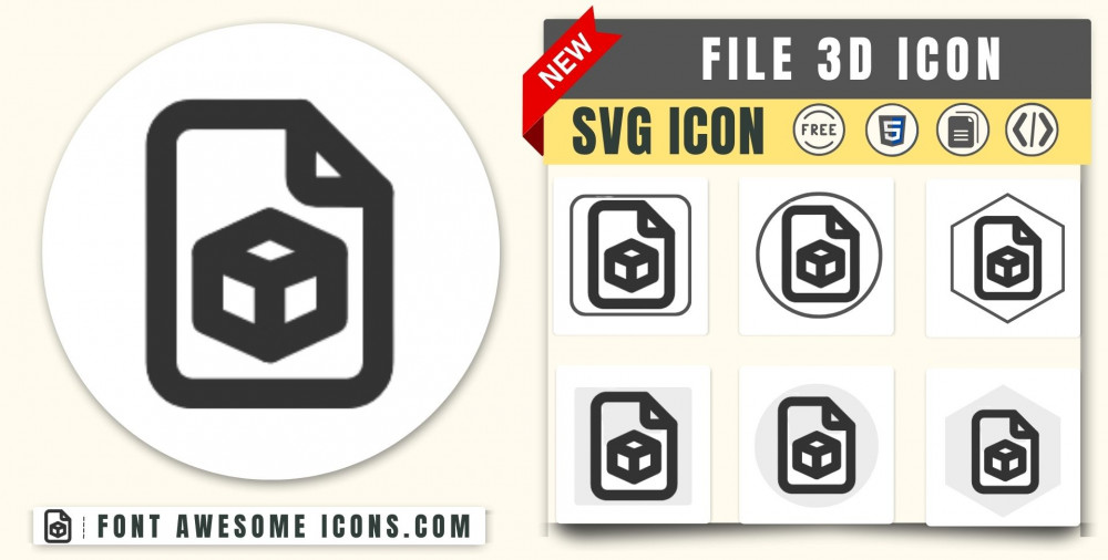 File 3d Icon SVG Code — Download Path / HTML