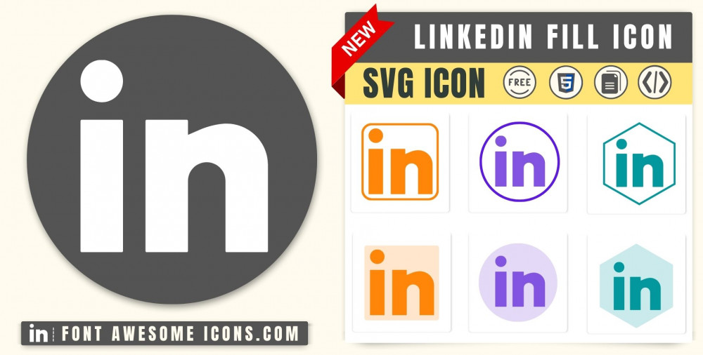 Linkedin Fill Icon SVG Code — Download Path / HTML