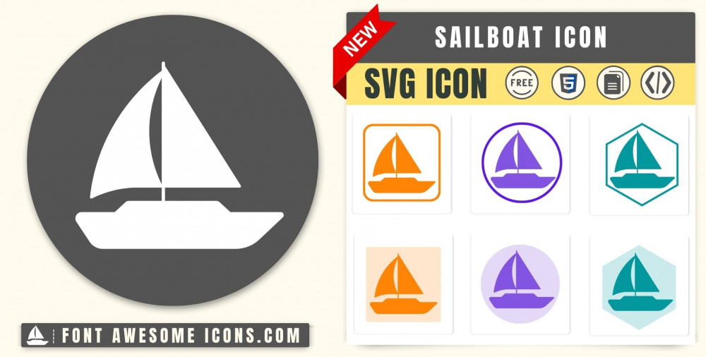 Sailboat Icon SVG Code — Download Path / HTML