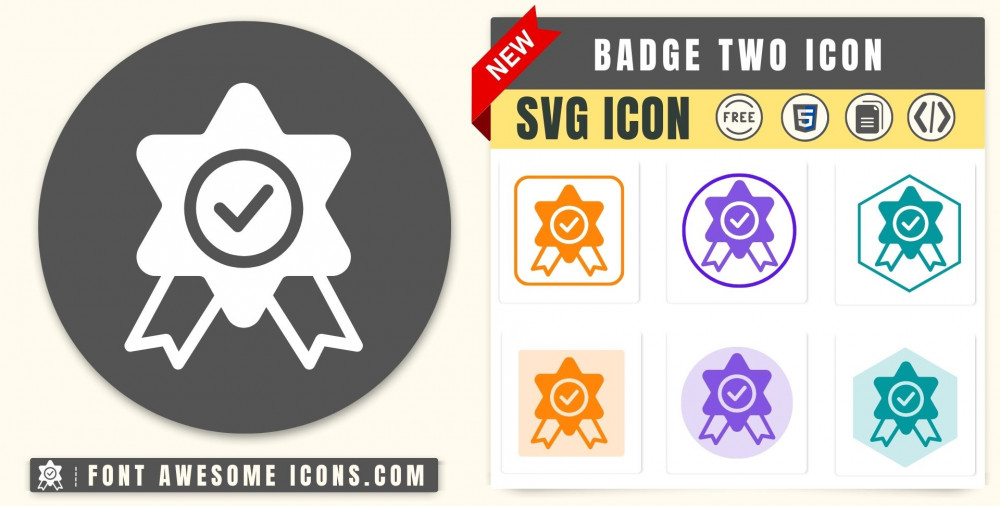 Badge Two Icon SVG Code — Download Path / HTML