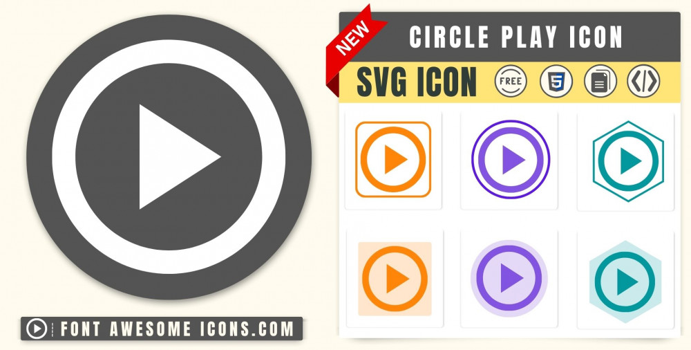 Circle Play Icon SVG Code — Download Path / HTML