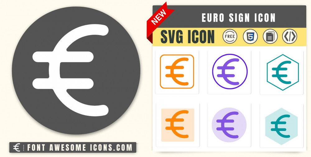 Euro Sign Icon SVG Code — Download Path / HTML