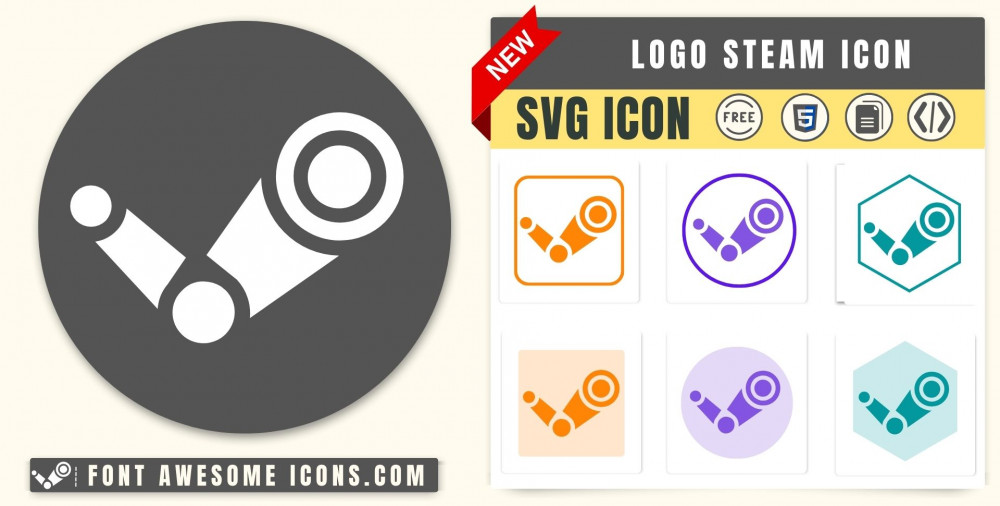 Logo Steam Icon SVG Code — Download Path / HTML