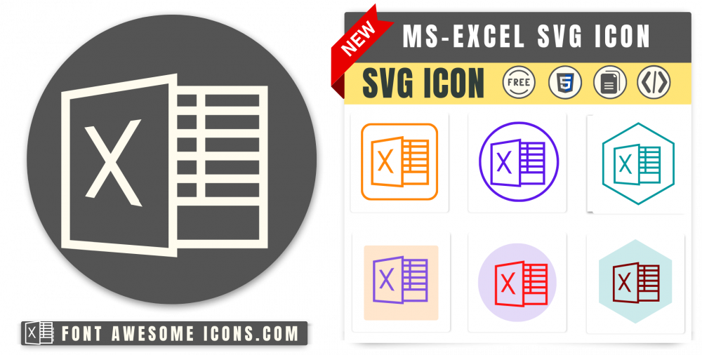 Ms Excel Icon SVG Free Ms Excel SVG Icon Code Path HTML CSS White