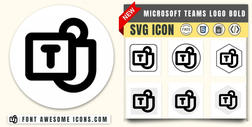 Microsoft Teams Logo Bold Icon SVG Code — Download Path / HTML