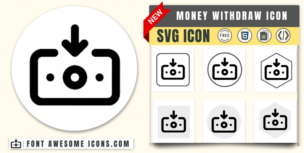 Money Withdraw Icon SVG Code — Download Path / HTML