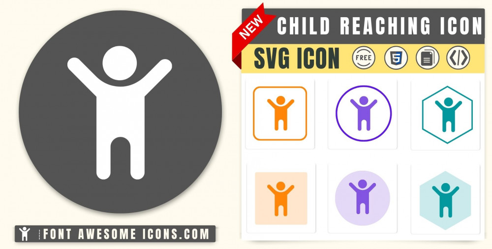 Child Reaching Icon SVG Code — Download Path / HTML