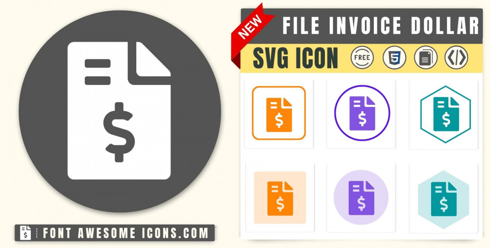 File Invoice Dollar Icon SVG Code — Download Path / HTML