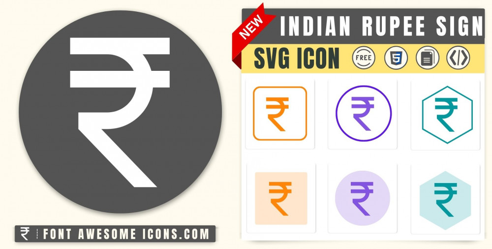 Indian Rupee Sign Icon SVG Code — Download Path / HTML