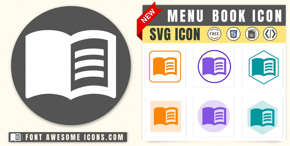 Menu_book Icon SVG Code — Download Path / HTML