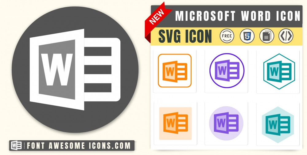 Microsoft Word Icon SVG Code — Download Path / HTML