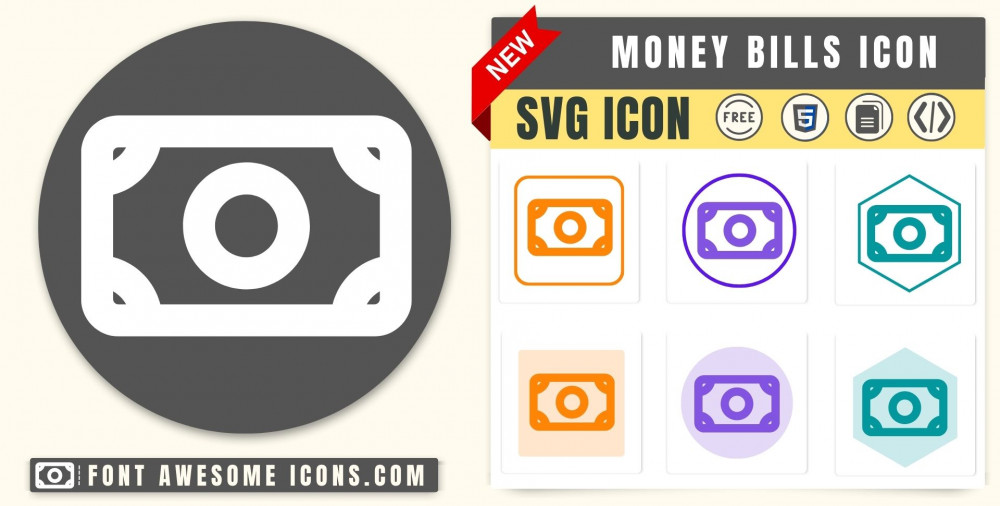 Money Bills Icon SVG Code — Download Path / HTML