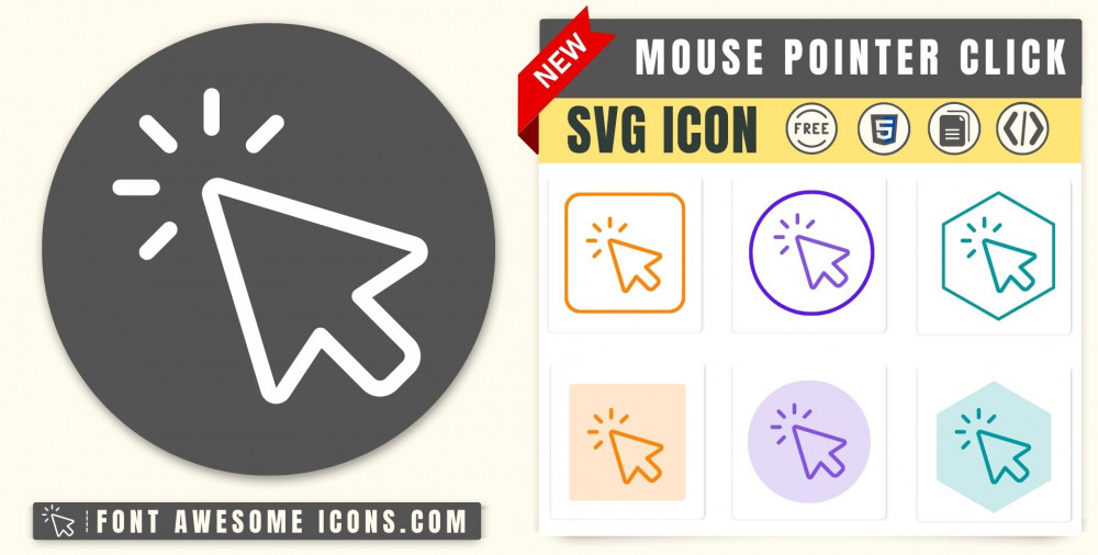 Mouse Pointer Click Icon SVG Code — Download Path / HTML