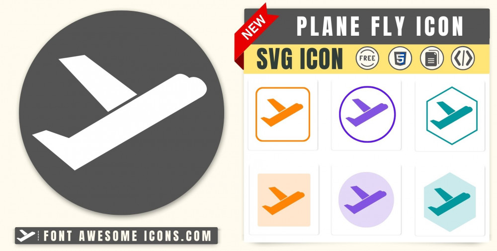 Plane Fly Icon SVG Code — Download Path / HTML