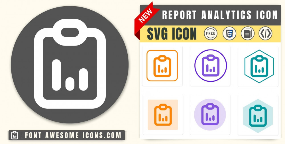 Report Analytics Icon SVG Code — Download Path / HTML