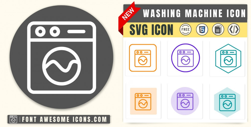 Washing Machine Icon SVG Code — Download Path / HTML
