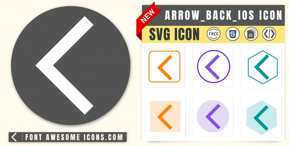 Arrow_back_ios Icon SVG Code — Download Path / HTML