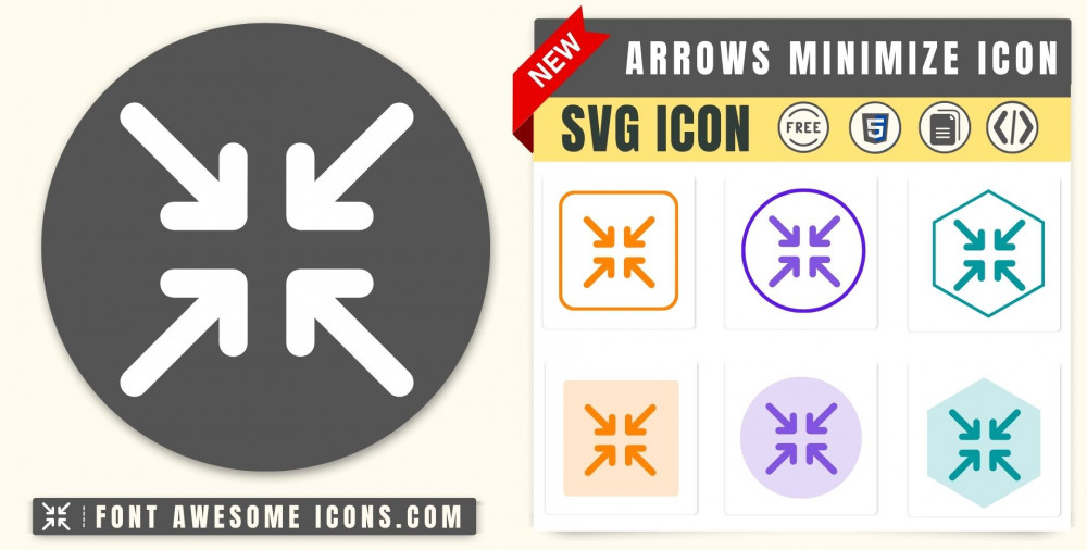 Arrows Minimize Icon SVG Code — Download Path / HTML