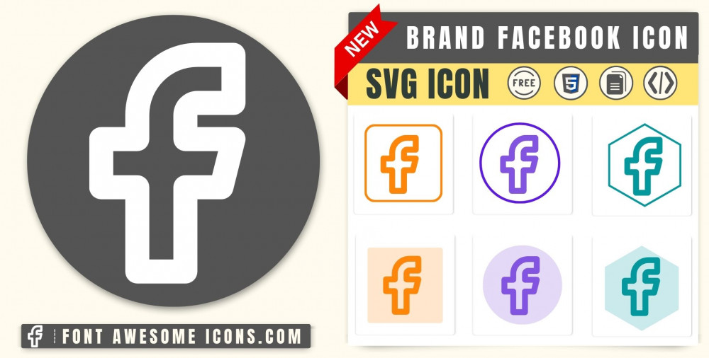 Brand Facebook Icon SVG Code — Download Path / HTML