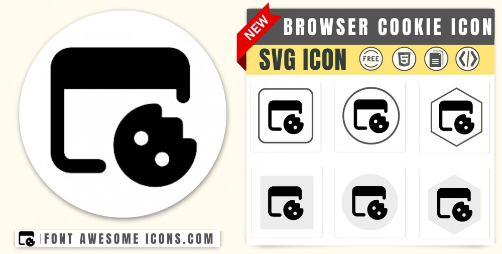 Browser Cookie Icon SVG Code — Download Path / HTML
