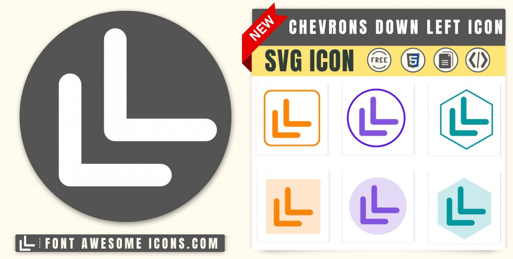 Chevrons Down Left Icon SVG Code — Download Path / HTML