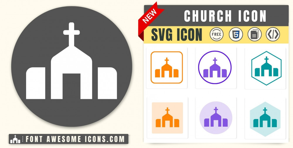 Church Icon SVG Code — Download Path / HTML