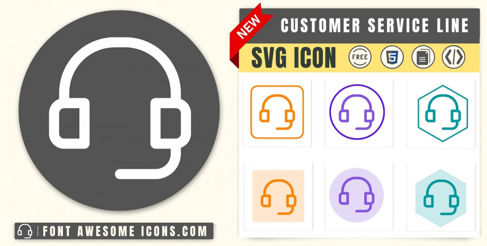 Customer Service Line Icon SVG Code — Download Path / HTML