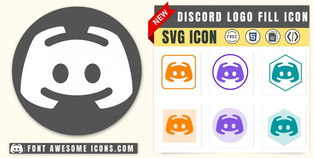 Discord Logo Fill Icon SVG Code — Download Path / HTML