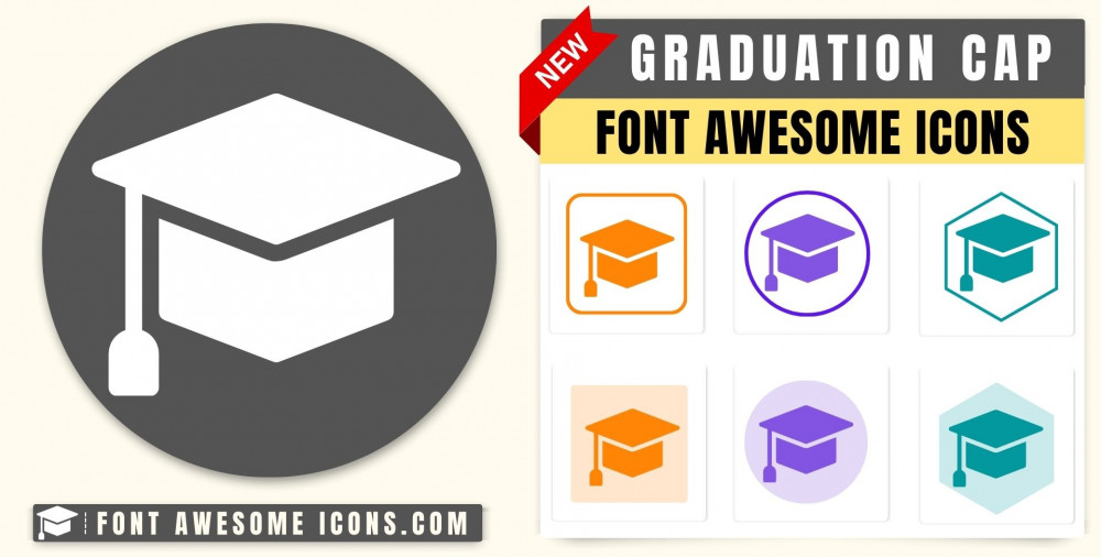 Font Awesome Graduation Cap Icon - (Student, Deegre, Course )