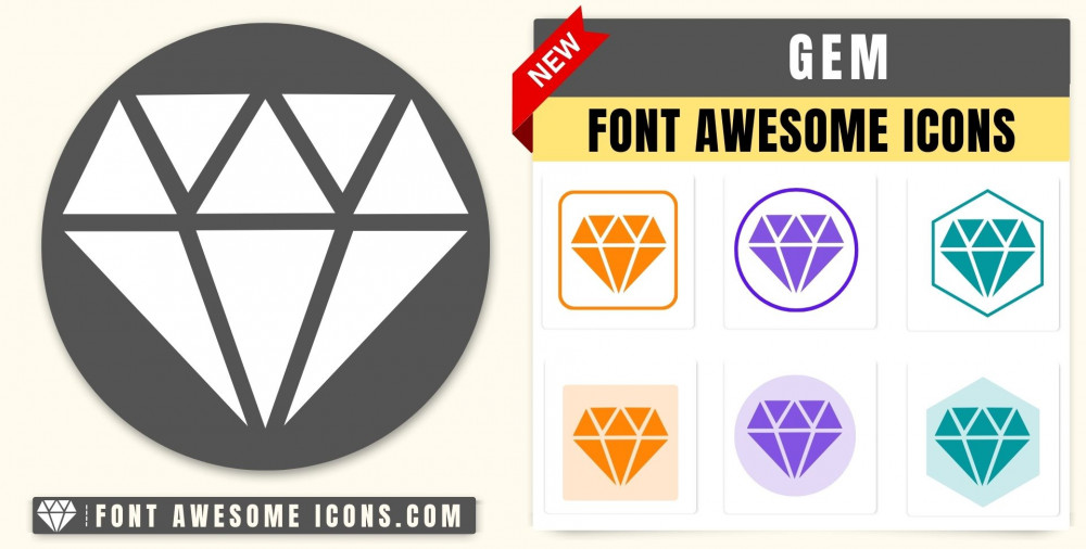 Font Awesome Gem Icon (Shape, Diamond, Gemstone)