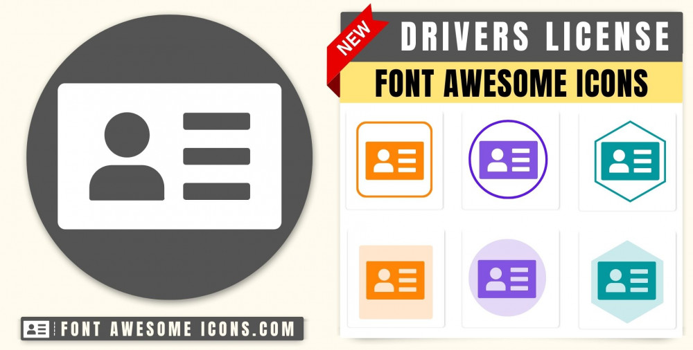 Font Awesome Drivers License Icon (Permit, Vechicle, ID Card)