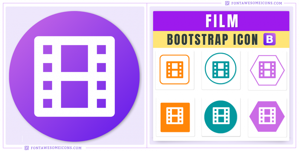 Bootstrap Film Icon (Video, Movie) | Bi Bi Film Icon Code, CSS, HTML ...