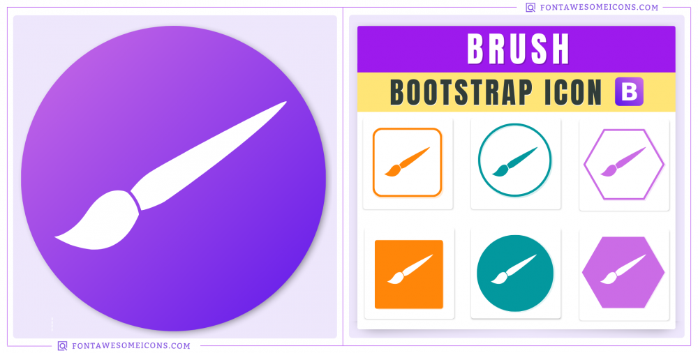 Bootstrap Brush Icon (Paint, Art) | Bi Bi Brush Icon Code, CSS, HTML, Color, Button