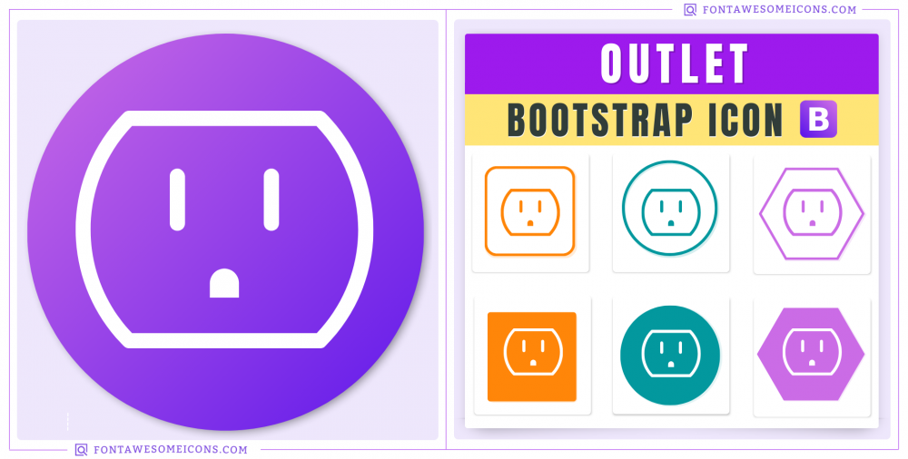 Bootstrap Outlet Icon (Plug, Power) | Bi Bi Outlet Icon Code, CSS, HTML, Color, Button