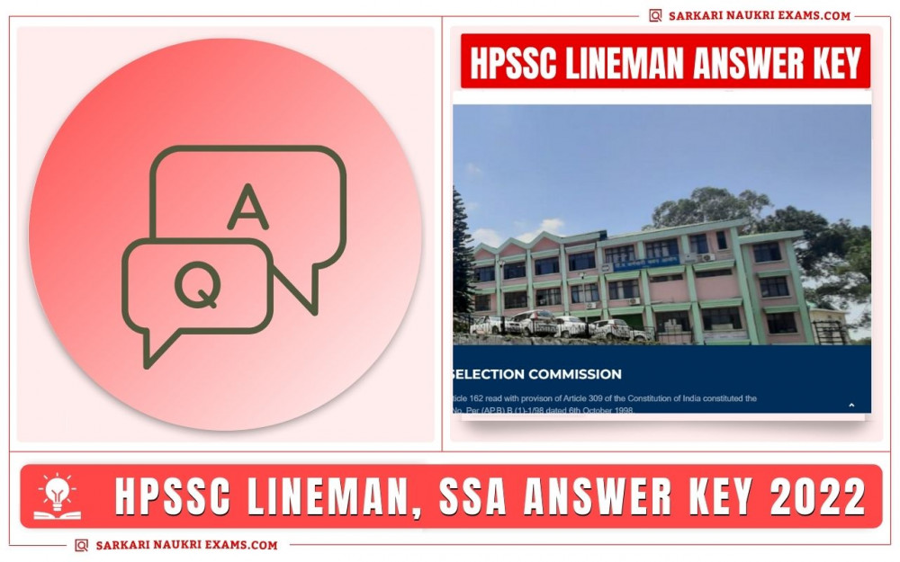 HPSSC Lineman, SSA Answer Key 2022 (OUT) | 25 Sep | PDF Download Link, Expected Cutt Off