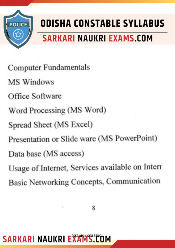 Odisha Police Constable Syllabus 2025 | Exam Pattern, PDF Download