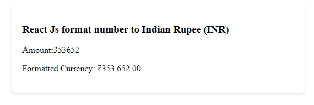 React Js Format Currency | United States Dollar (USD) | Indian Rupee ...