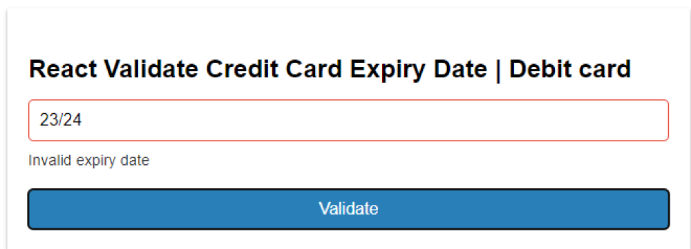 React Credit Card Expiry Date Validation - Expiration Date Format