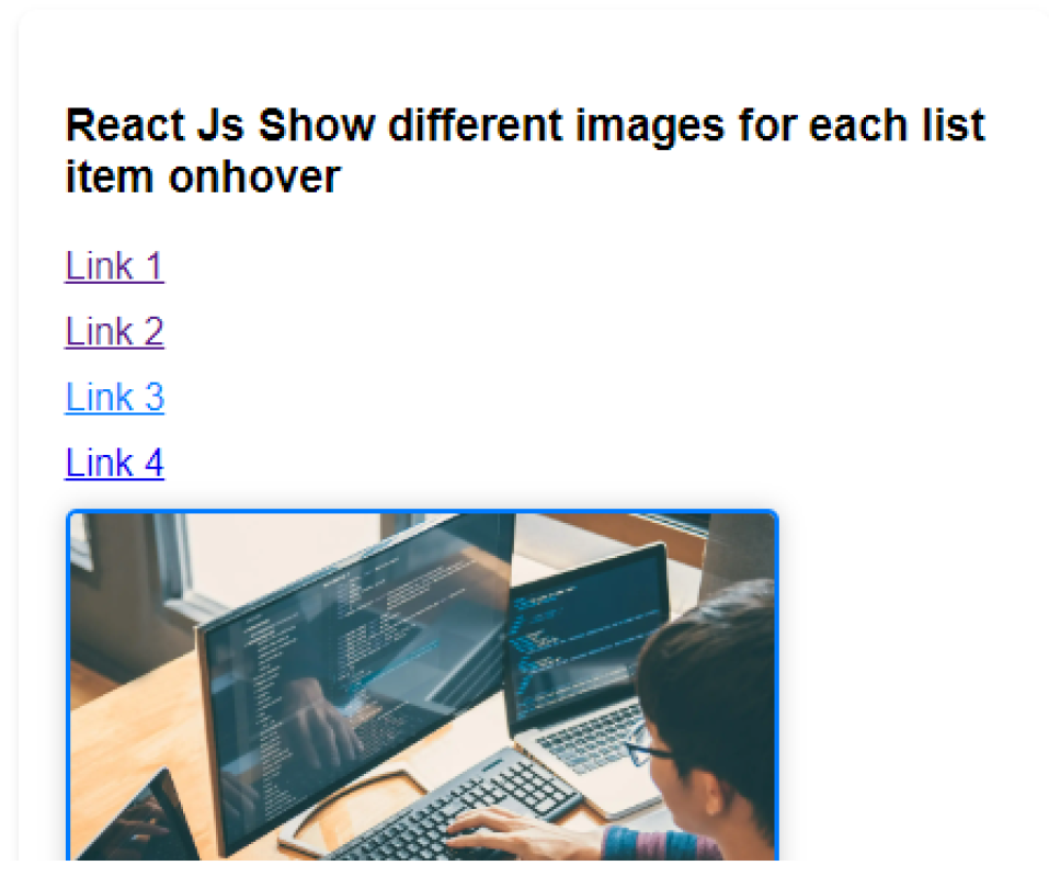 React Js Show different images for each list item onhover