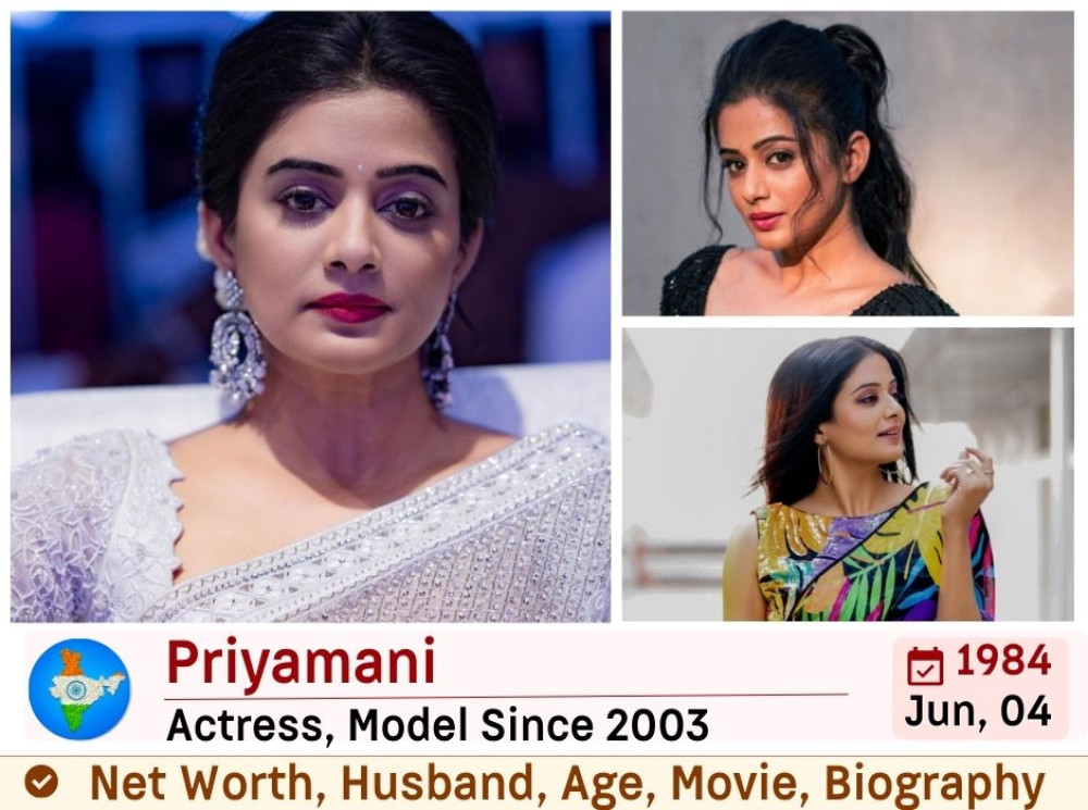 Priyamani Net Worth / Biography 2023: Family Man, Jawan, Age, Husband ...
