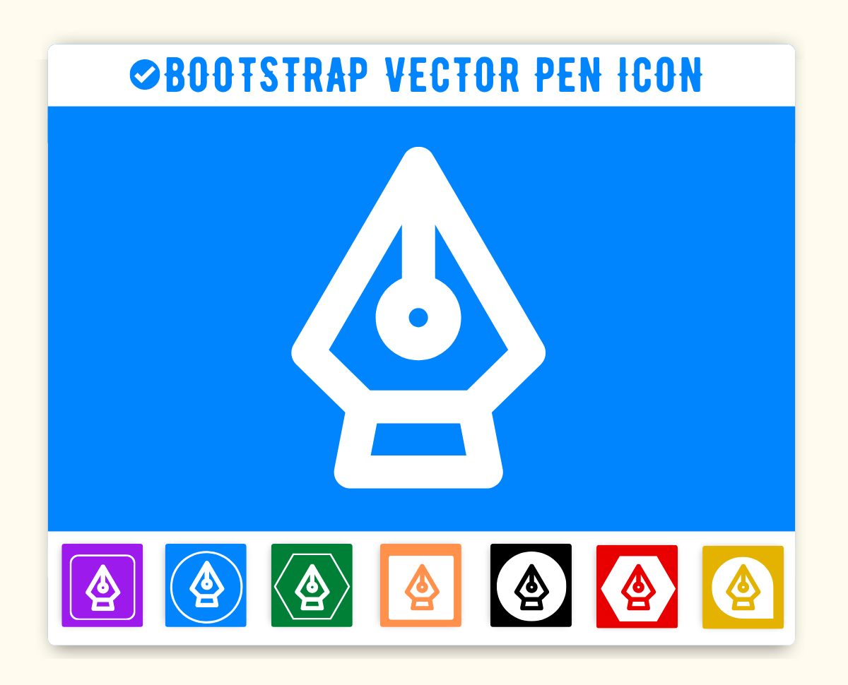 Bootstrap Vector Pen Icon | Bi Bi Vector Pen Icon Code, HTML, CSS, Color, Button