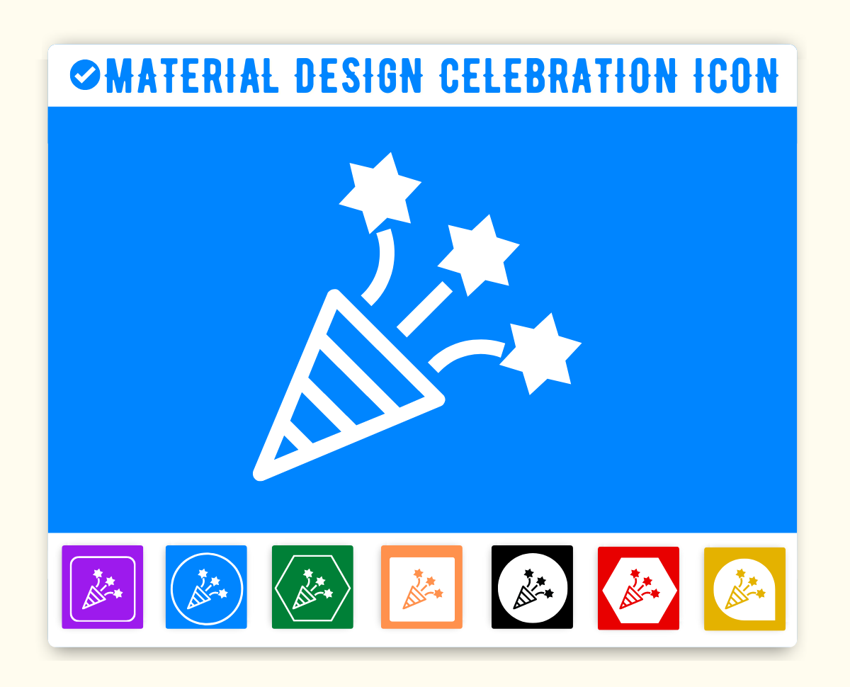 Material Design Celebration Icon | (Party) Material UI Celebration Icon ...
